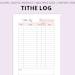 Tithe Log, Tithing Log, Instant, Printable, Tithe Record, One Page ...