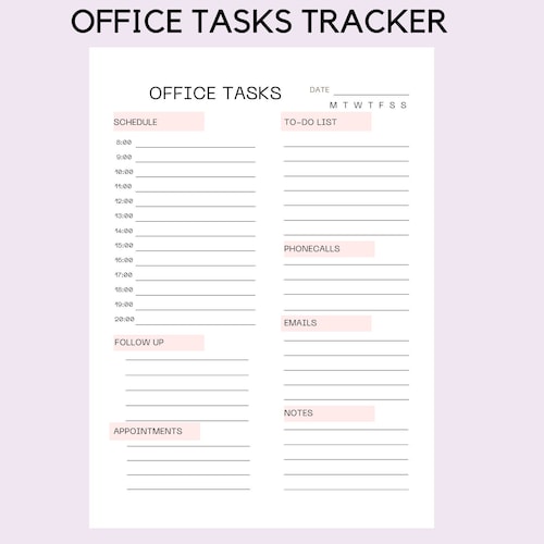 To Do List Office Task Sheet Office Task Forms Office Task - Etsy