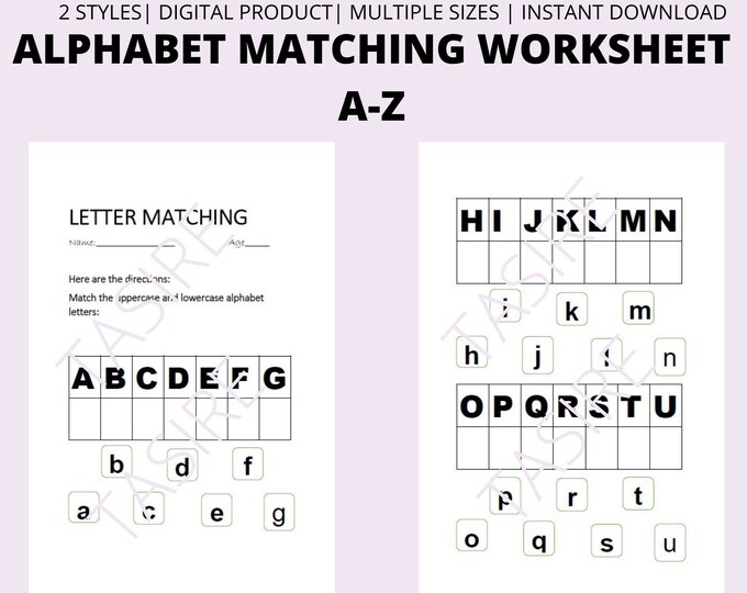 Alphabet Matching Lower and Uppercase, Printable Worksheet, Toddler ...