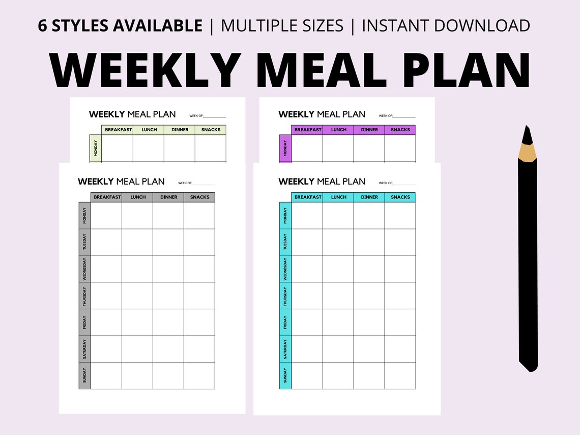 Minimalist Weekly Meal Planner & Grocery List Printable PDF Meal Prep ...