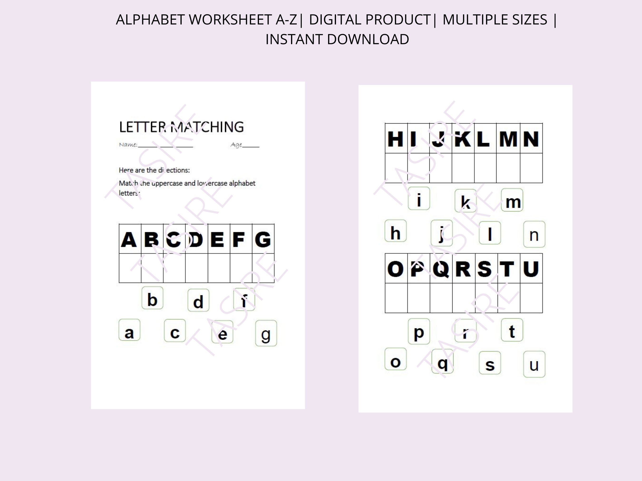 Alphabet Matching Lower and Uppercase, Printable Worksheet, Toddler ...