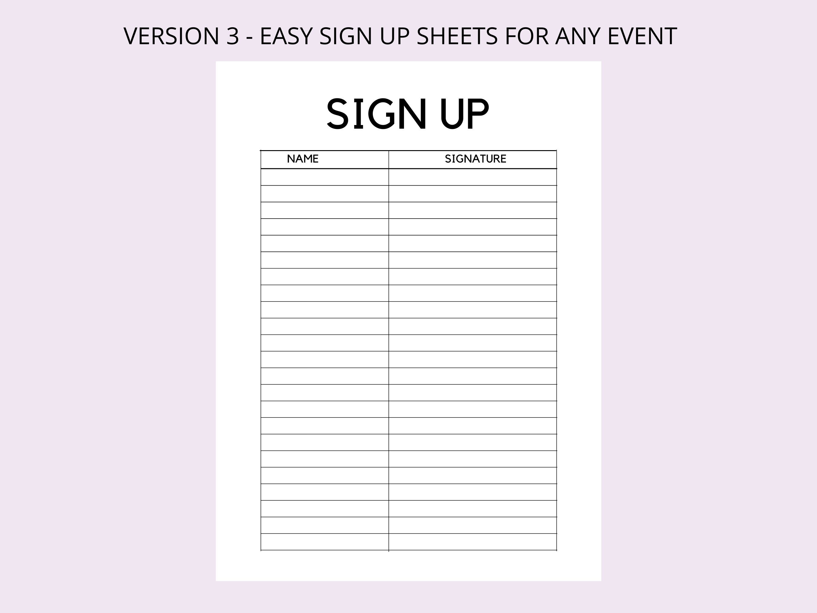 Minimalist Sign up Sheet 4 Email Sign up Forms PRINTABLE - Etsy UK