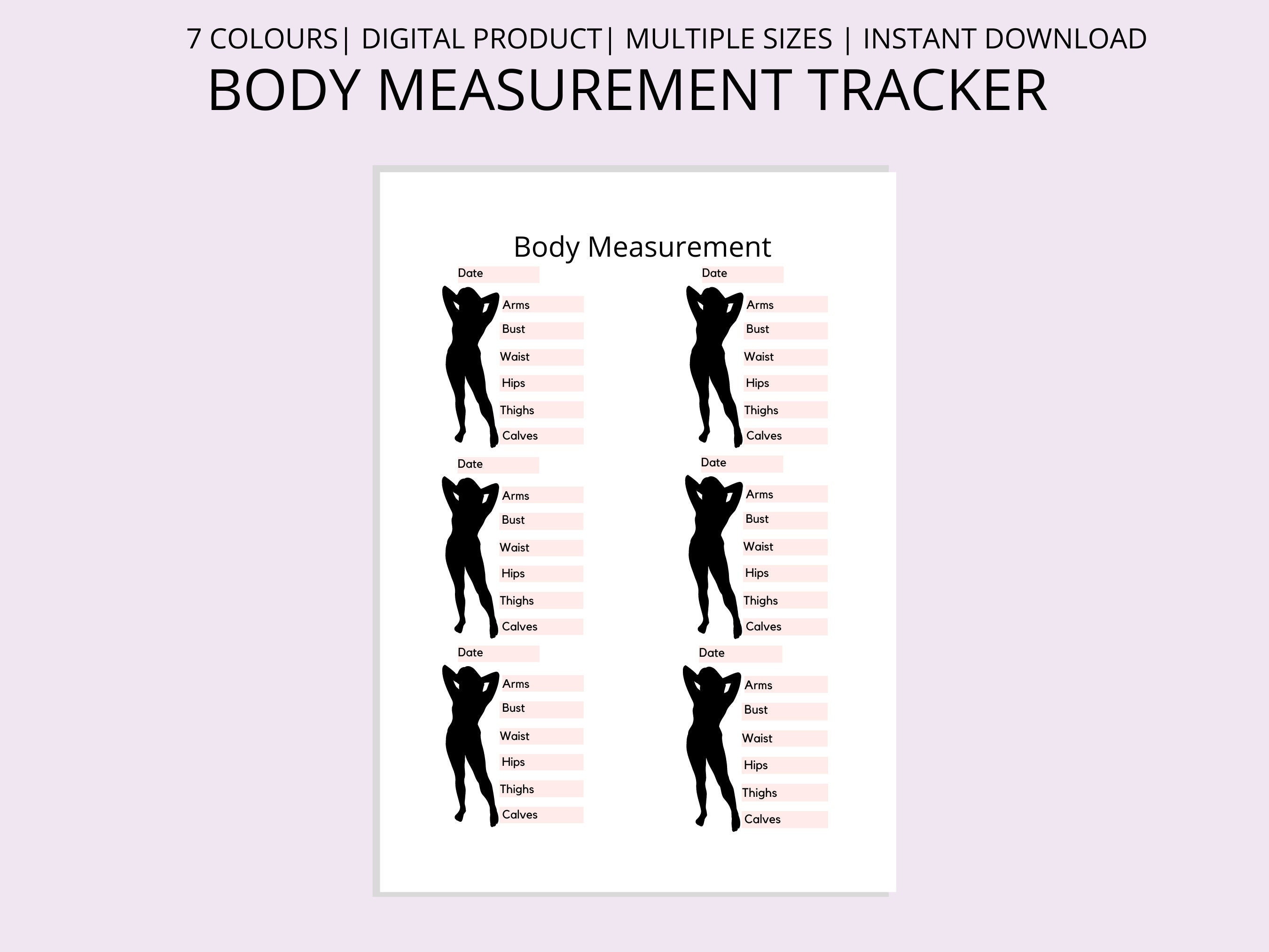 Body Measurement Tracker Body Measurement Chart Weight Loss Tracker ...