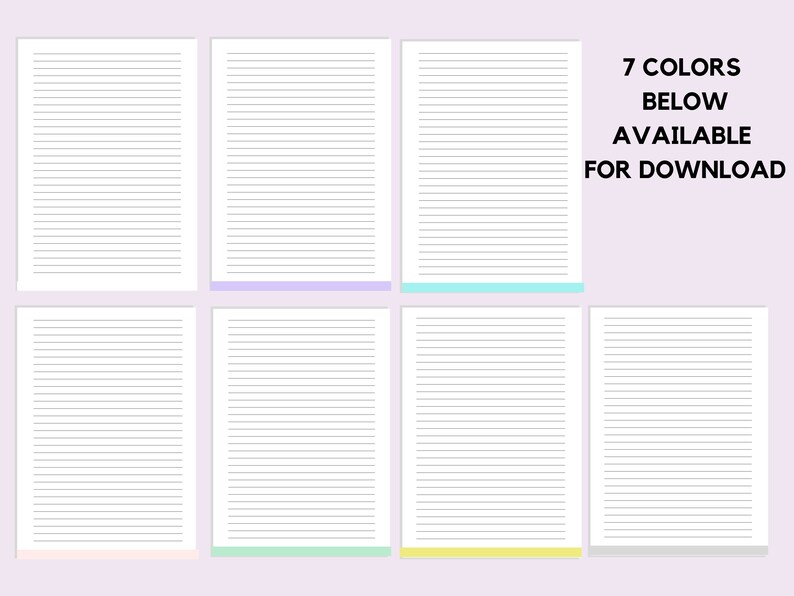 Blank Lined Pages, Printable Lined Paper, Printable Template, Note ...