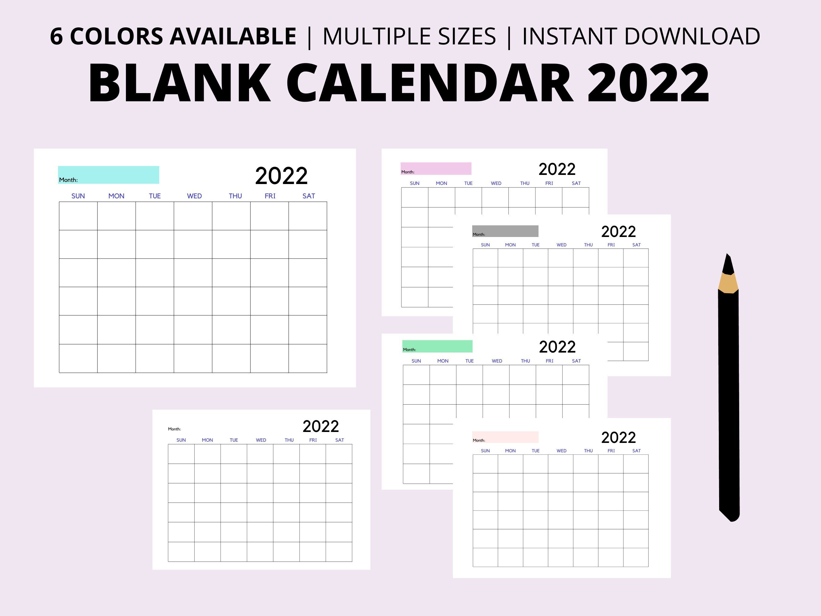 2022 Monthly Calendar Landscape, Printable Planner Calendar, Year ...