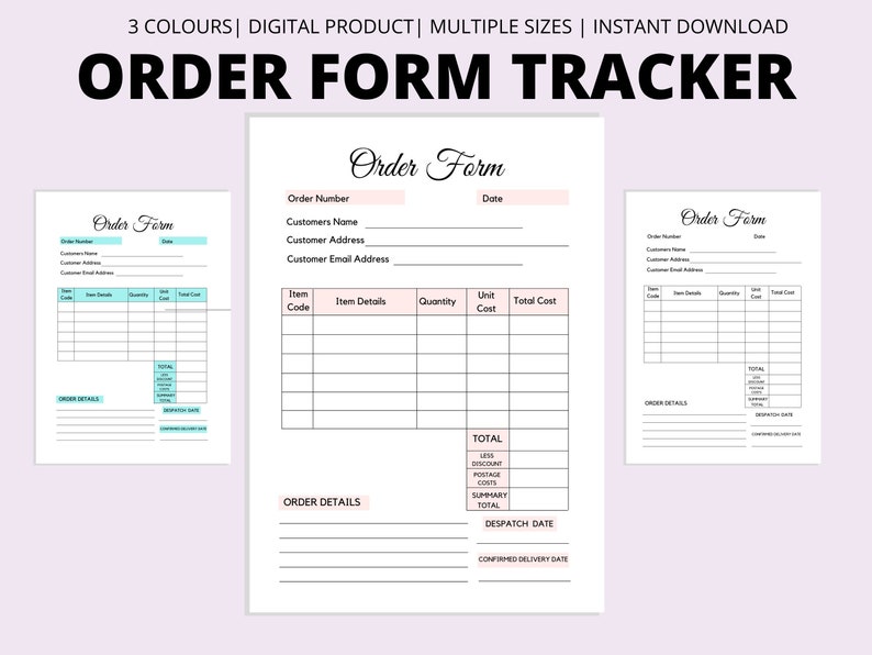 Order Form, Suppliers Order Form, Crafters Order Form, Instant Download ...