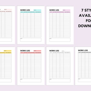 Work Log Printable, Time Spent Tracker, Time Log, Working Hours, Work ...