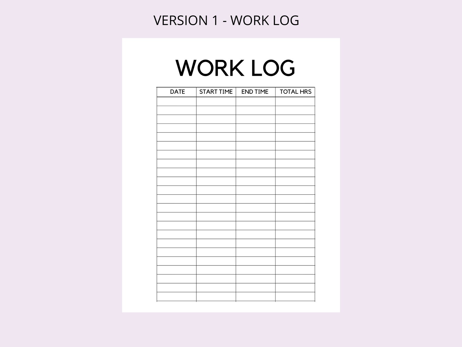 Minimalist Work Log Printable, Time Spent Tracker, Time Log, Working ...