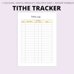 Tithe Log Church Donation Charity Giving Log Tithe Log - Etsy