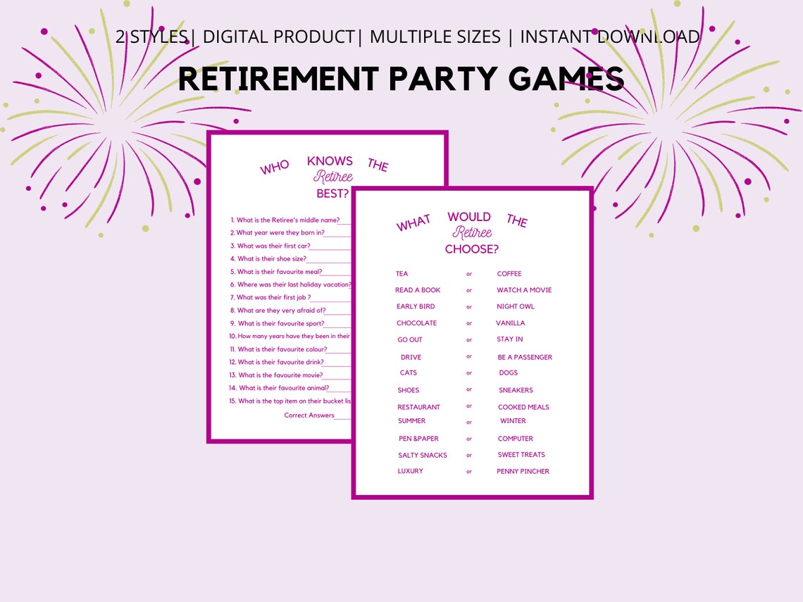 Retirement Party Game Printable Printable Games for Her | Etsy