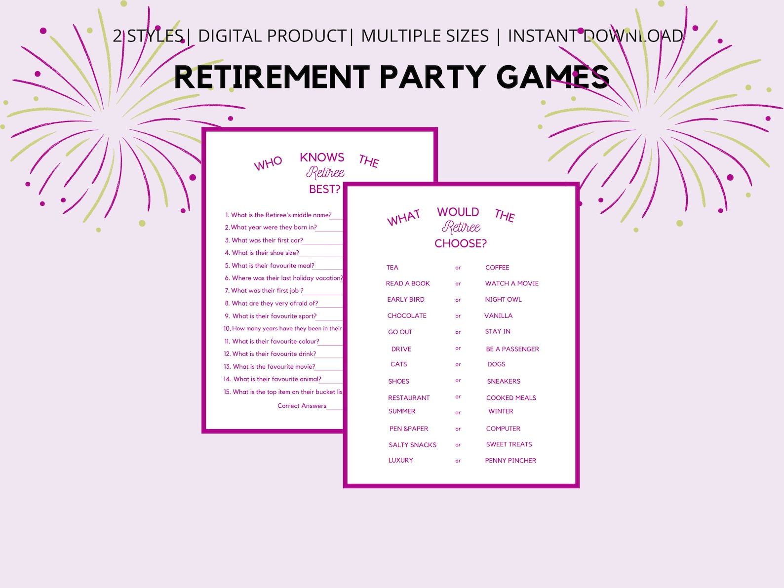 Retirement Party Game Printable Printable Games for Her | Etsy