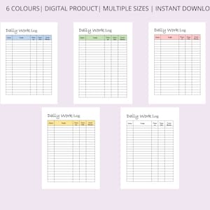 Daily Work Log Printable, Time Spent Tracker, Time Log, Working Hours ...