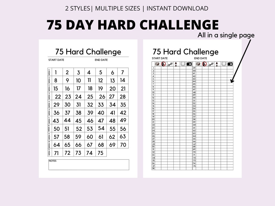 75 Hard Tracker, 75 Hard Challenge, Fitness Journal, Self Improvement ...