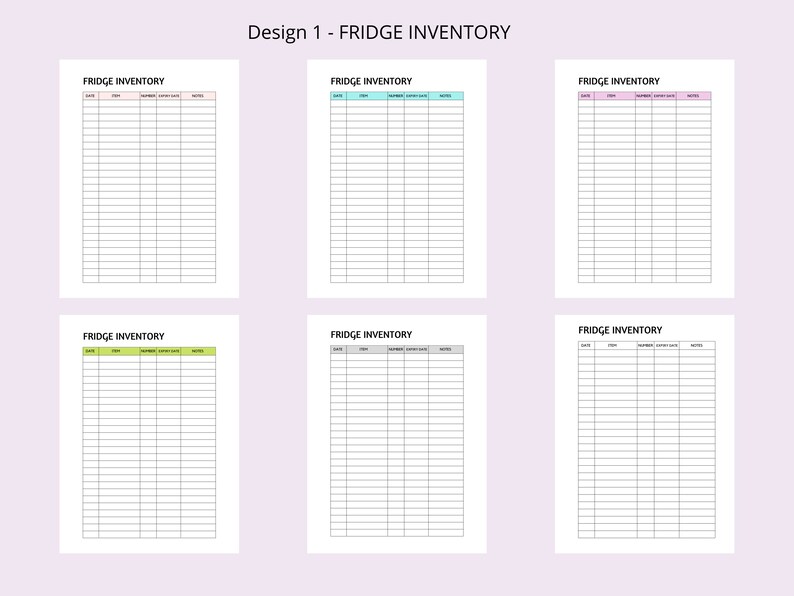 Kitchen Inventory Printable, Fridge, Freezer and Pantry Inventory ...