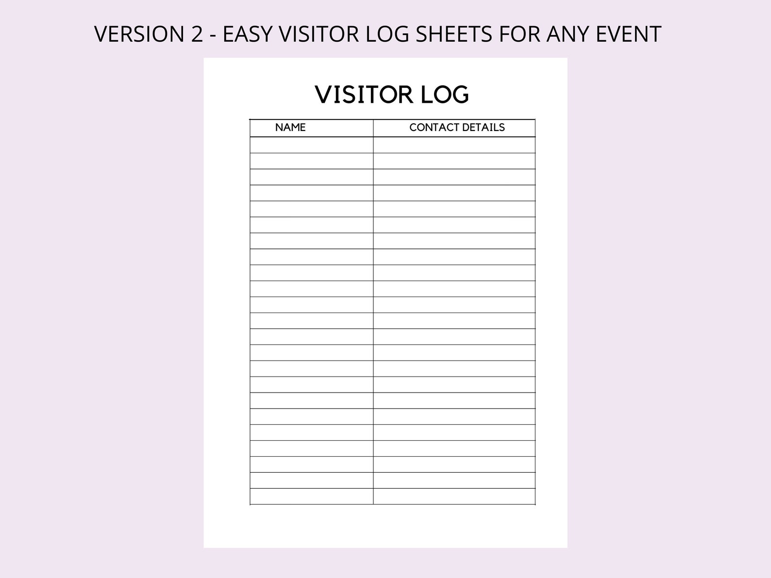 Minimalist Visitor Log Sheet, 4 Email Visitor Log Forms, PRINTABLE ...