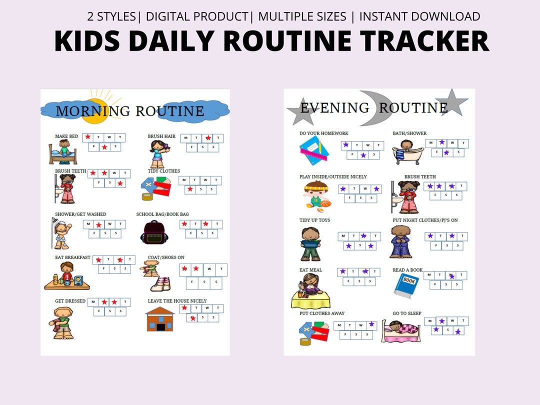 Kids Morning/evening Routine, Printable Checklist, Child Routine, ADHD ...