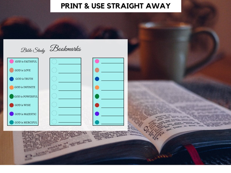 Bible Study Color Chart Bookmarks, Printable Bookmarks - Etsy