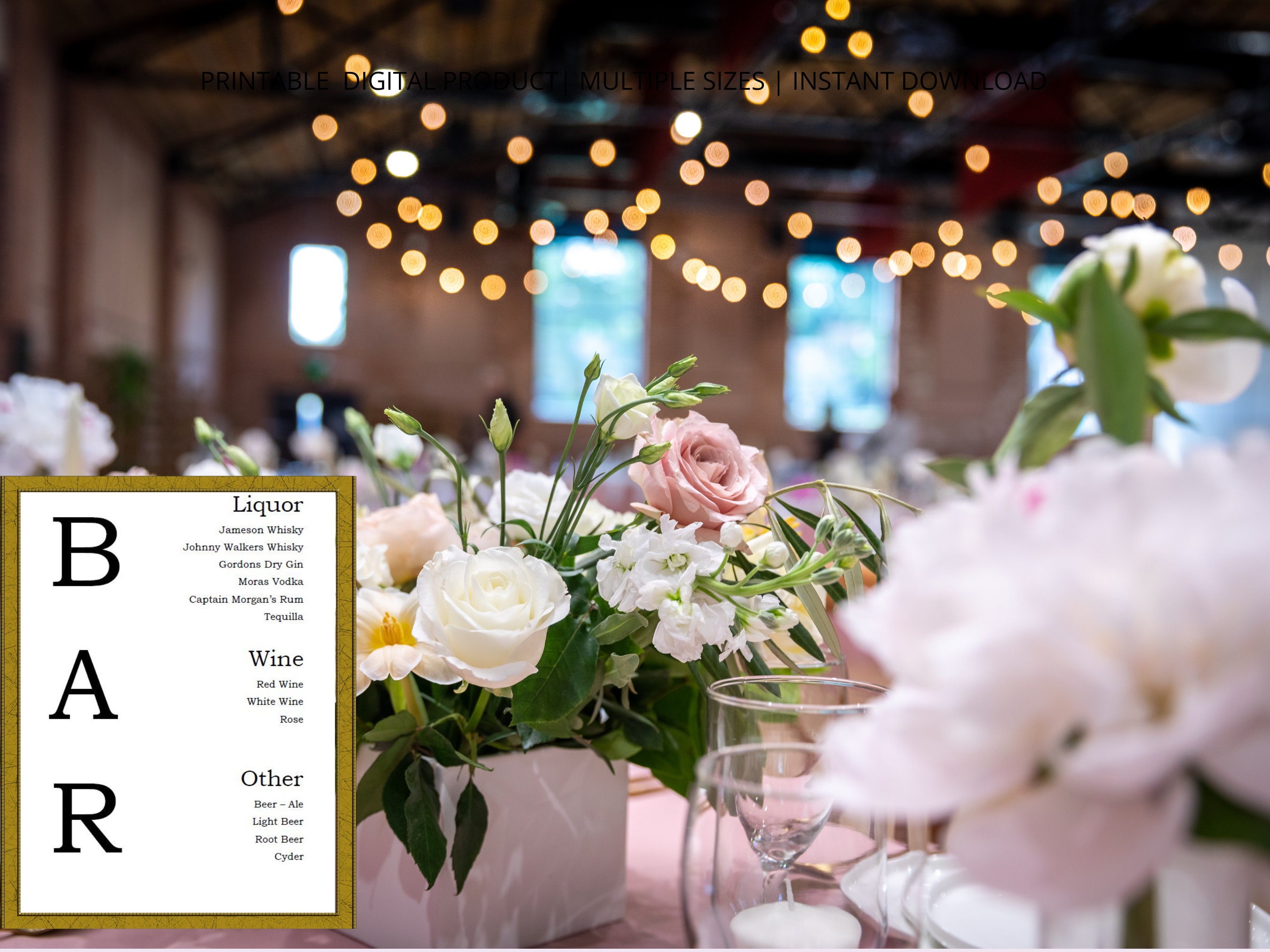 Editable Wedding Bar Signage Template Drinks Log Open Bar - Etsy