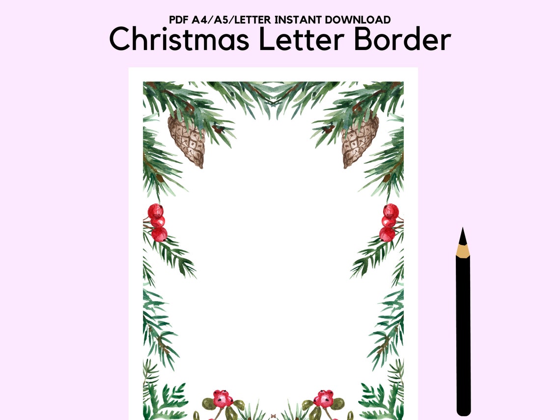 Printable Christmas Letter Border Digital Download Holiday Letter ...