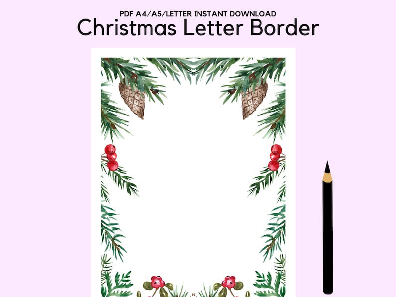 Printable Christmas Letter Border Digital Download Holiday - Etsy