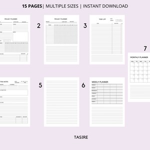 Project Planner Printable, Project Set, Project Organiser, Meeting Task ...
