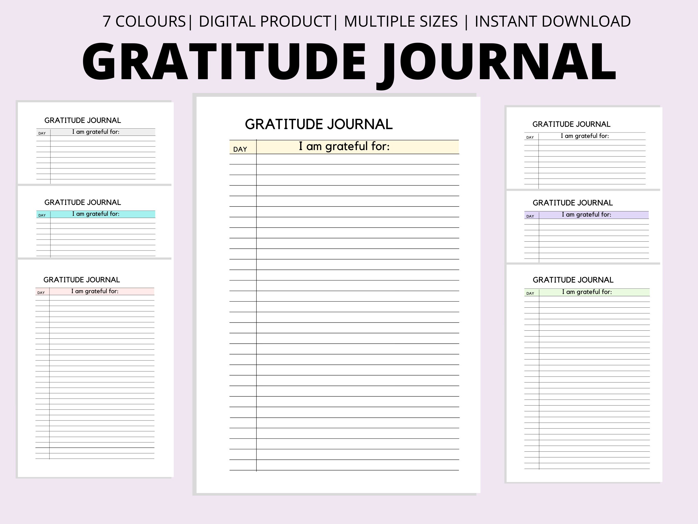 Daily Gratitude Journal, A4 A5 Printable, Month on One Page Gratitude ...
