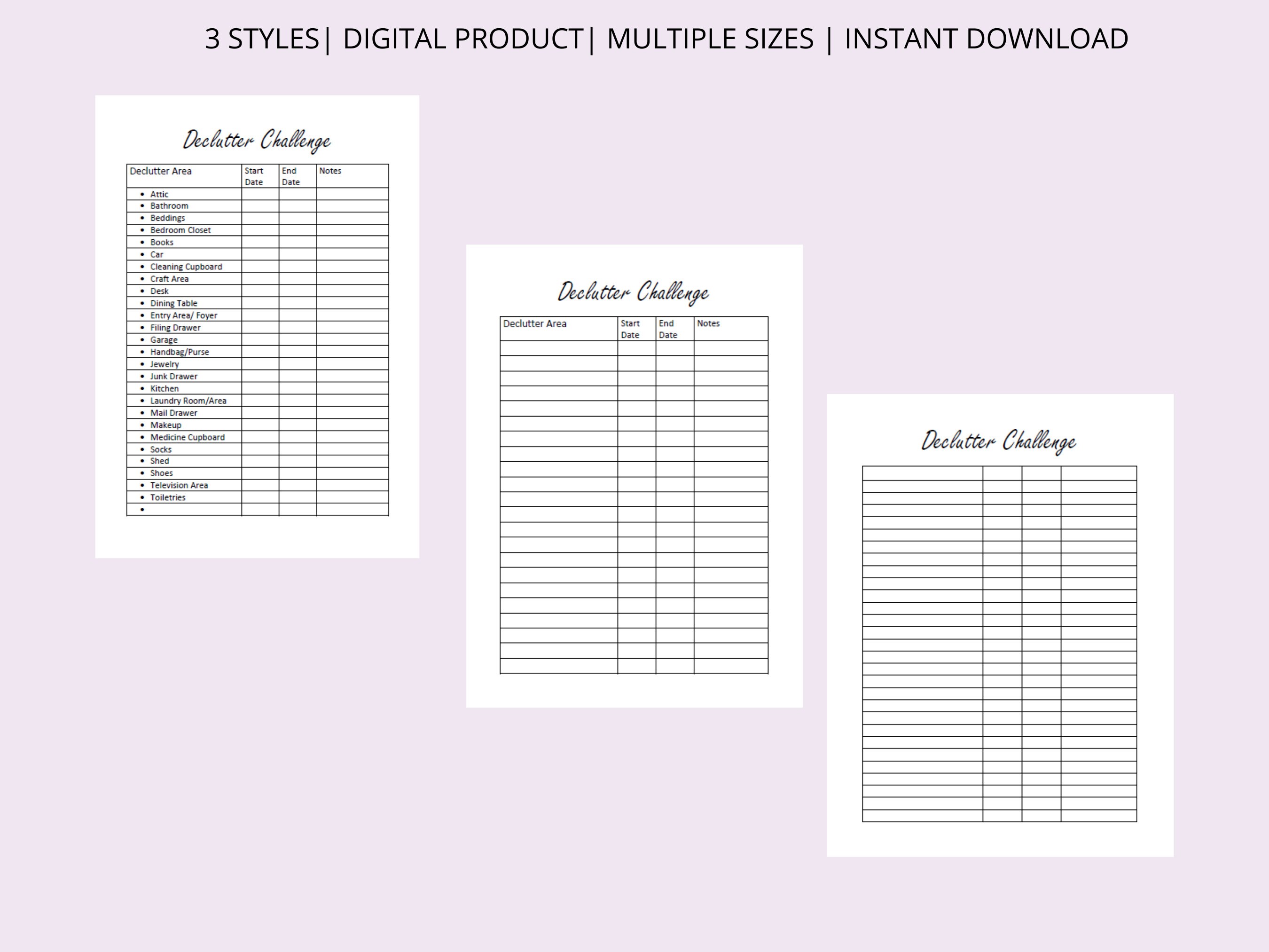 Declutter Challenge, Declutter Tracker, Declutter Printable, Home Clean ...