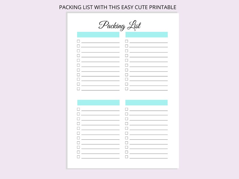 Packing List, Vacation Holiday Checklist, Packing Checklist, Pre ...