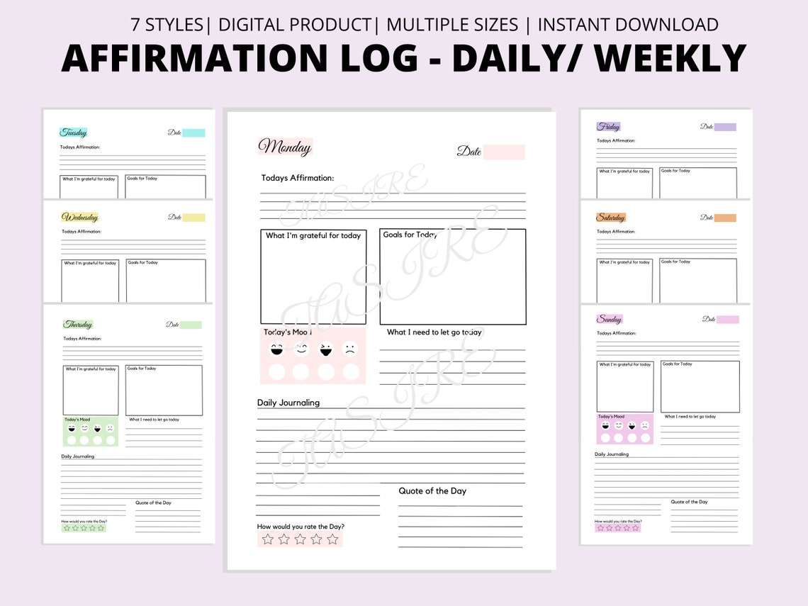 Affirmation Workbook, Affirmation Journal, Daily Affirmations, Mindset ...