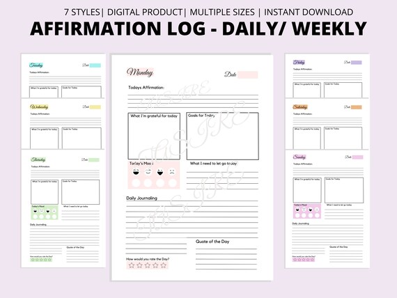 Affirmation Workbook Affirmation Journal Daily Affirmations - Etsy