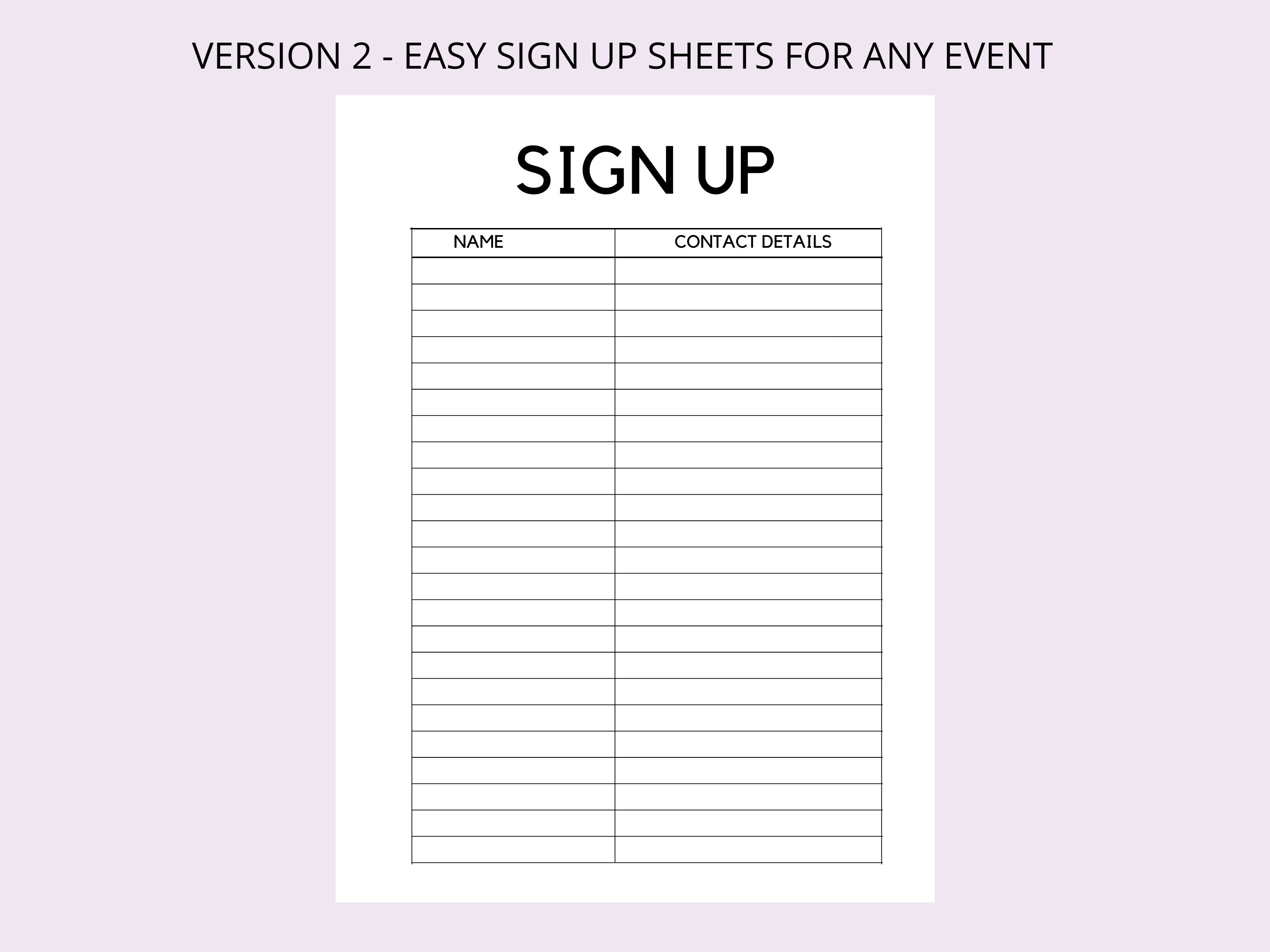 Minimalist Sign up Sheet 4 Email Sign up Forms PRINTABLE - Etsy