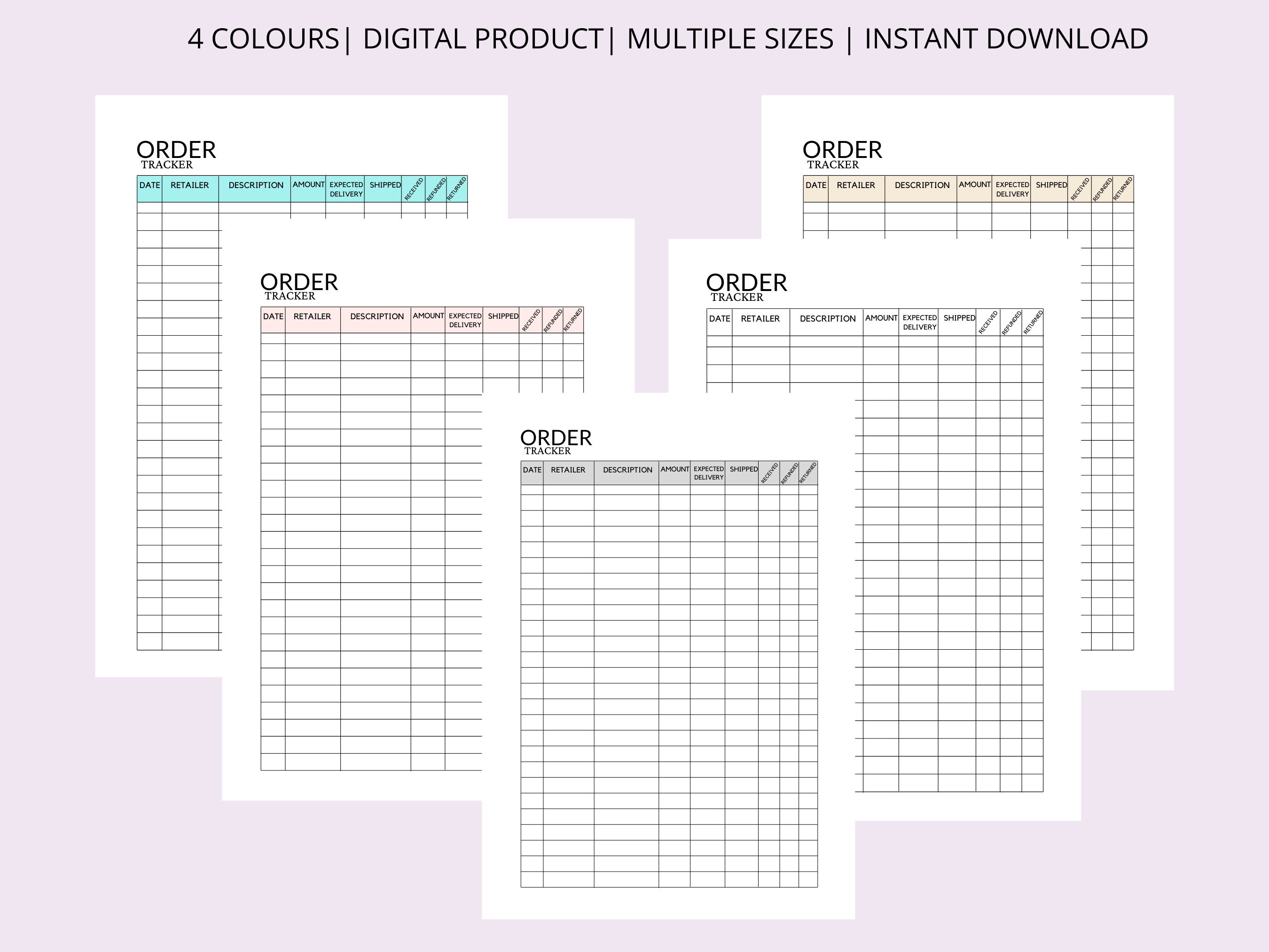 Order Tracker Planner Printable | Online Order Tracker | Shopping ...
