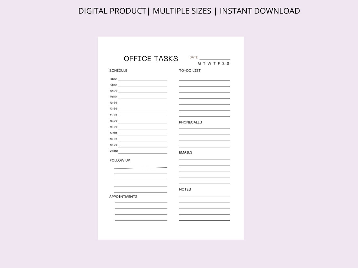 To Do List, Office Task Sheet, Office Task Forms, Office Task Tracker ...