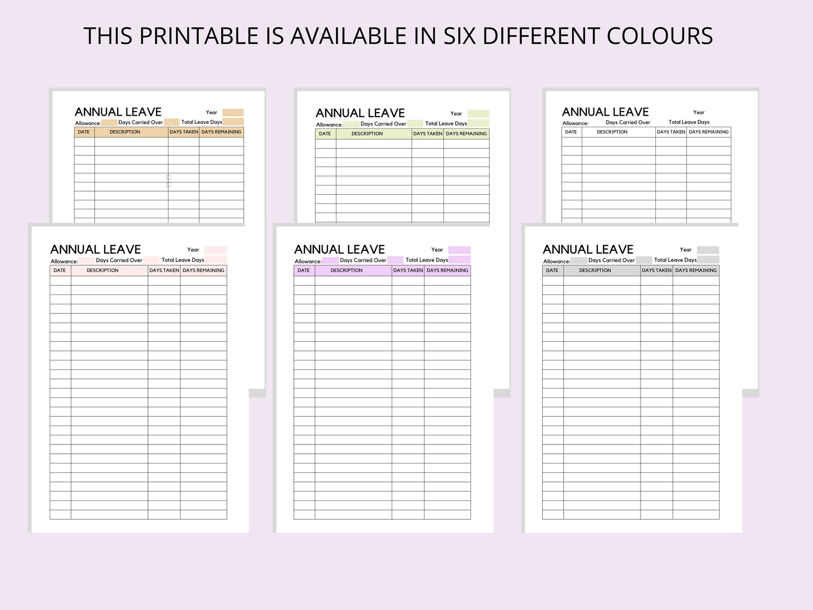 Annual Leave Tracker Printable, Holiday Tracker, Time off Log, Vacation ...