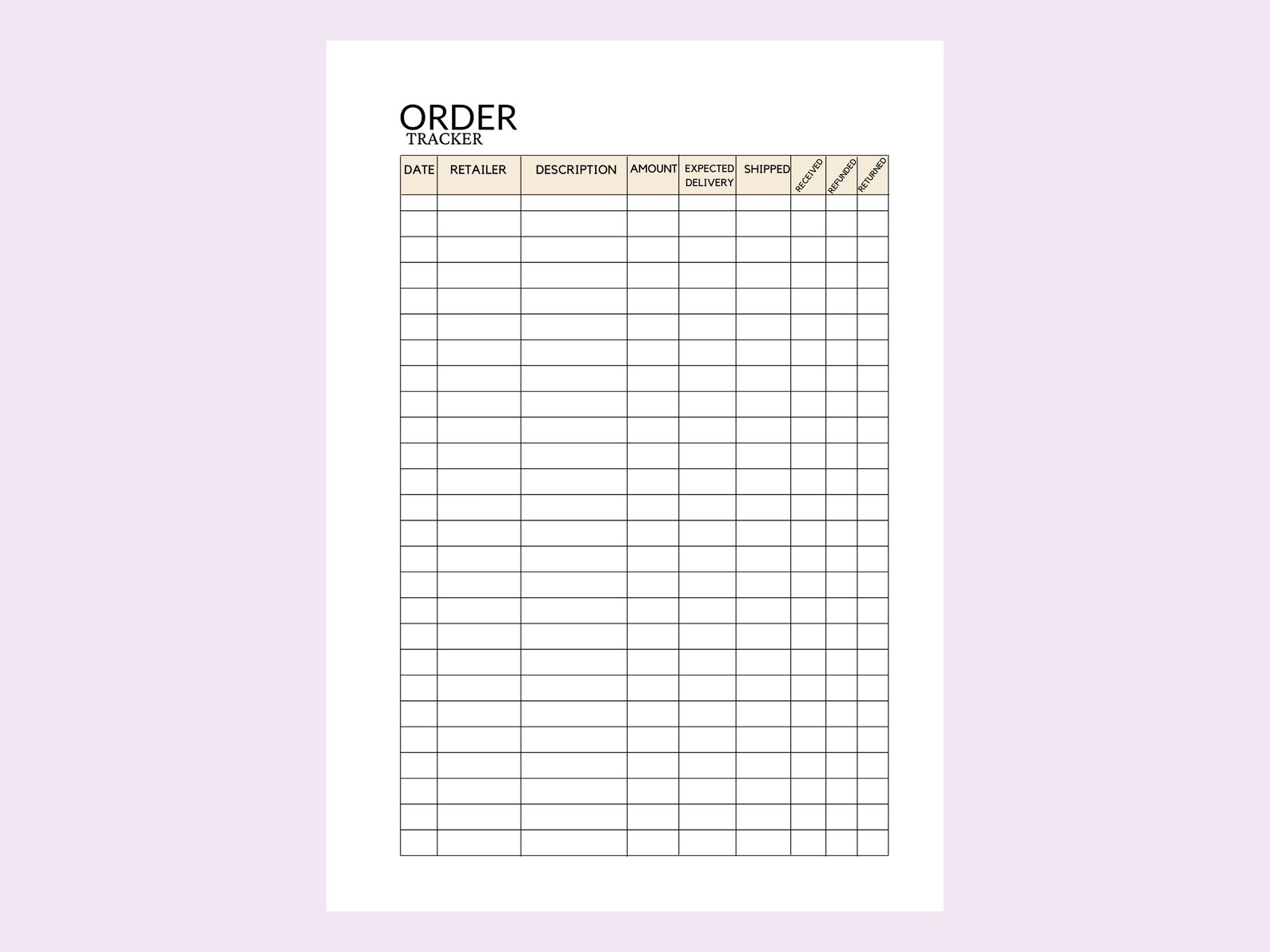 Order Tracker Planner Printable | Online Order Tracker | Shopping ...