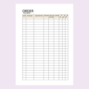 Order Tracker Planner Printable | Online Order Tracker | Shopping ...