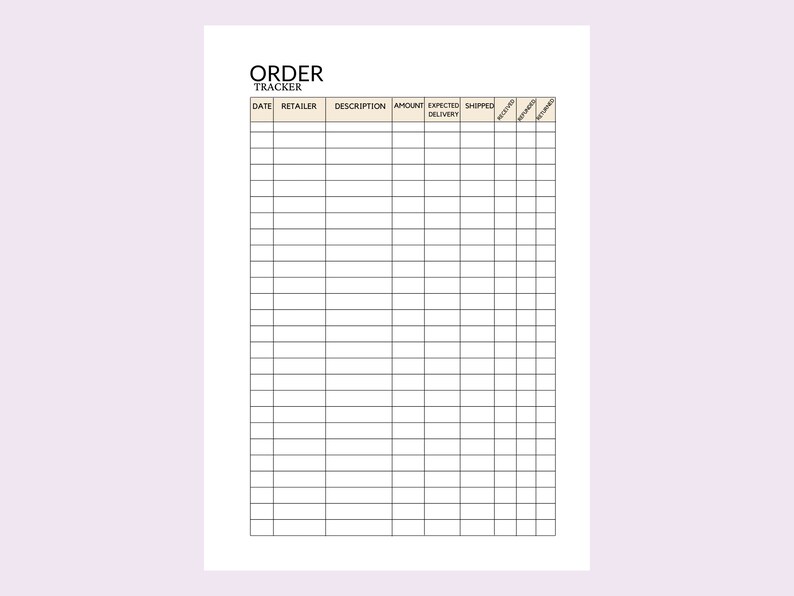 Order Tracker Planner Printable | Online Order Tracker | Shopping ...