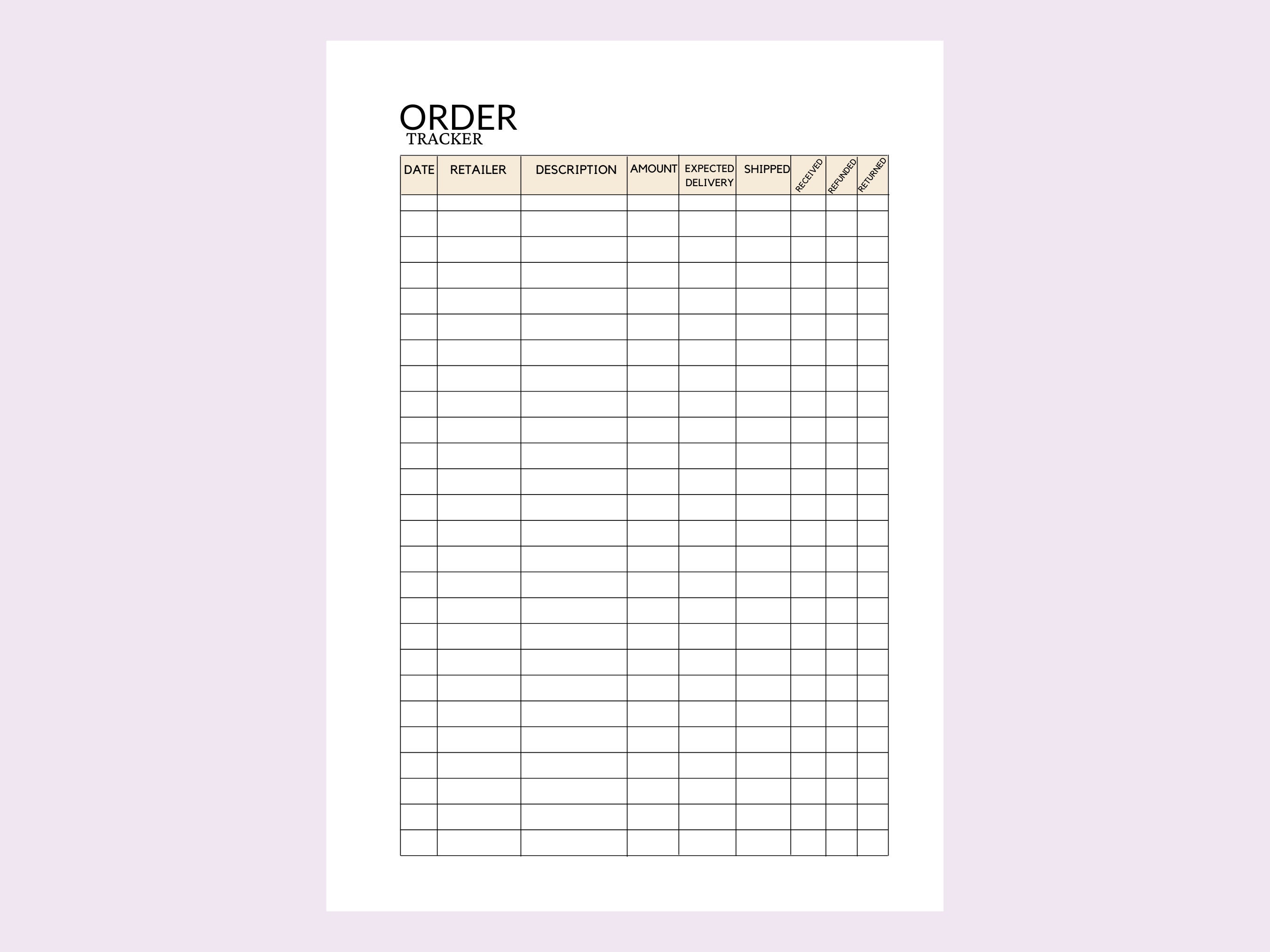 Order Tracker Planner Printable | Online Order Tracker | Shopping ...