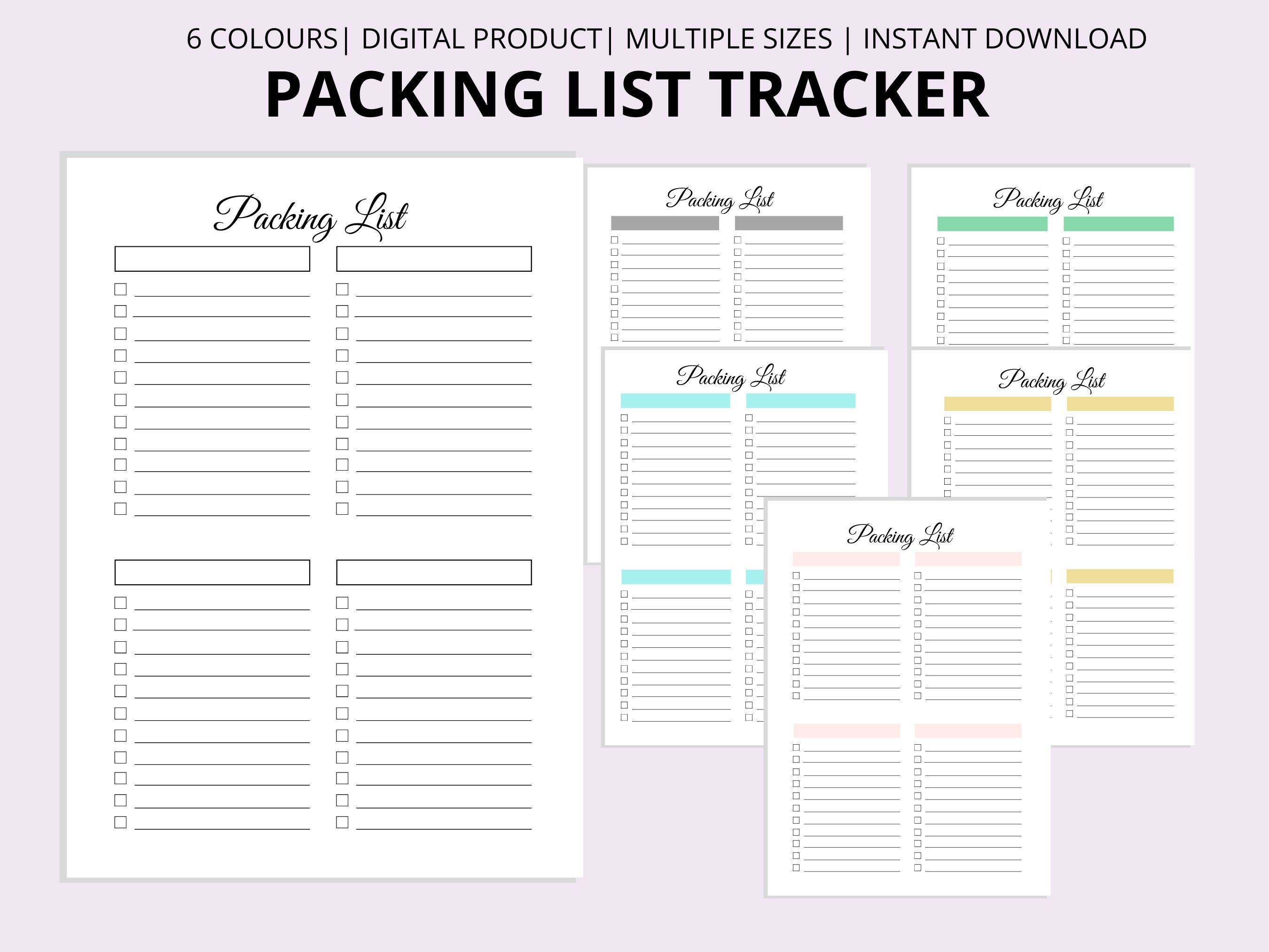 Packing List, Vacation Holiday Checklist, Packing Checklist, Pre ...