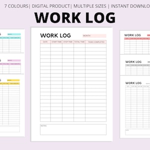 Work Log Printable, Time Spent Tracker, Time Log, Working Hours, Work ...