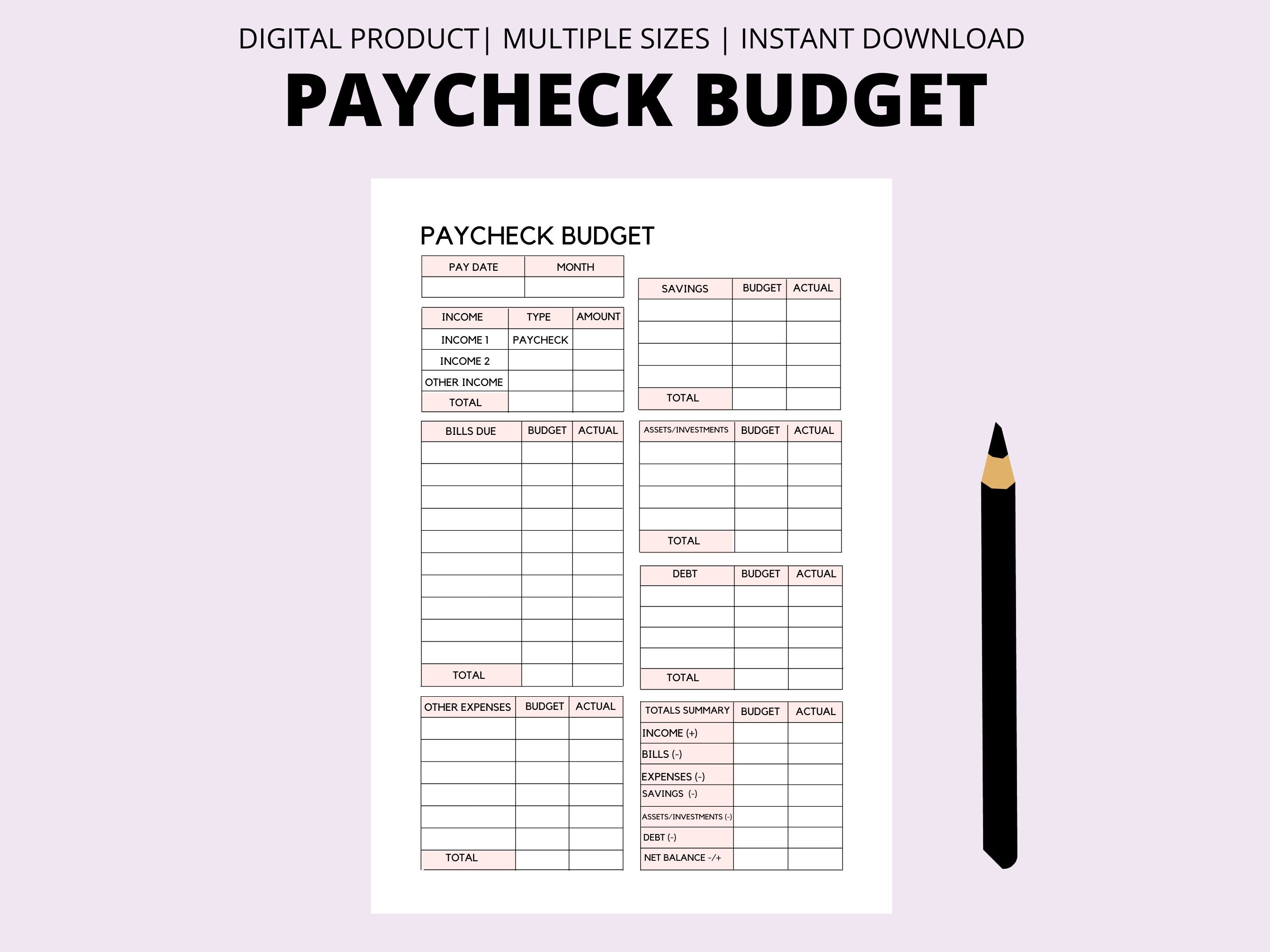 Paycheck Budget Planner Printable Weekly Budget Template Paycheck Paycheck Budget Planner Printable Weekly Budget Template Paycheck