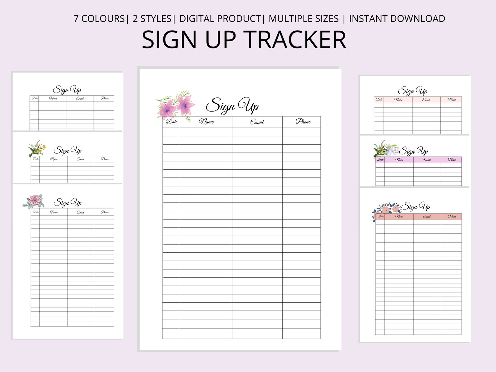 Minimalist Sign up Sheet 2 Email Sign up Forms Printable | Etsy