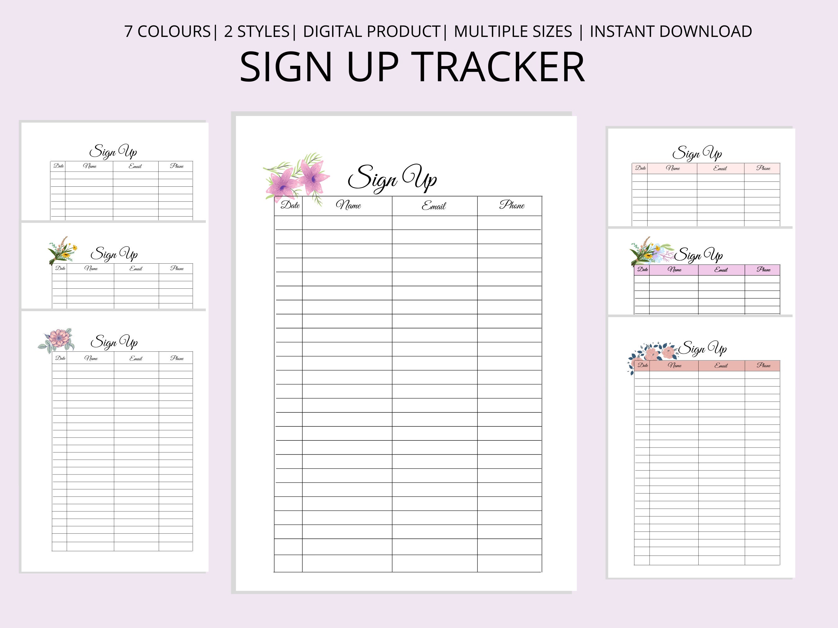 Minimalist Sign up Sheet 2 Email Sign up Forms Printable - Etsy