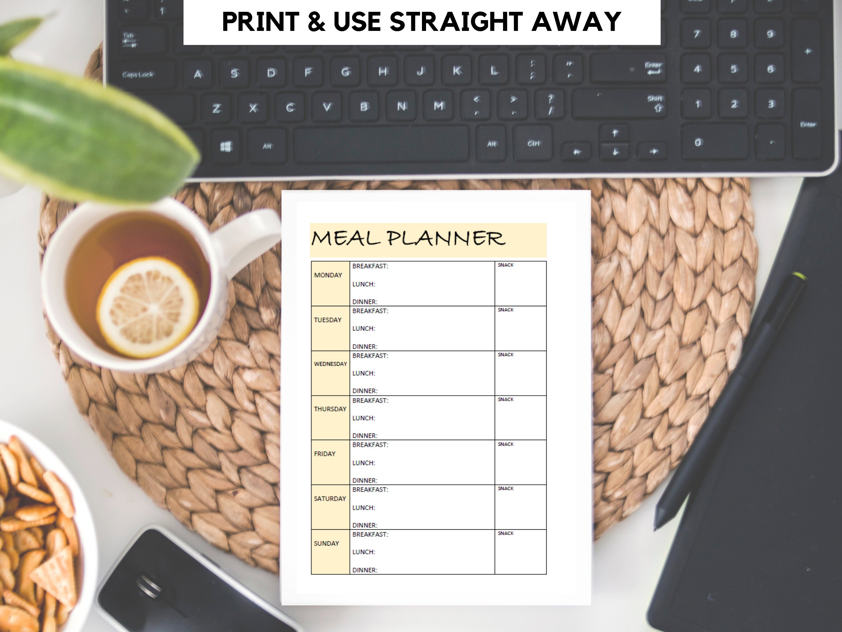 Weekly Meal Planner Printable Grocery List , Food Journal, Weekly Menu ...