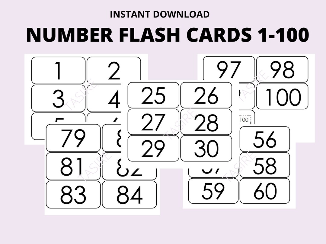 Number Flash Cards 1-100, Childcare Center Printable Cards, Toddler ...