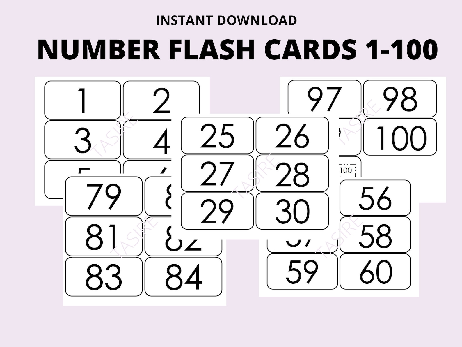 Number Flash Cards 1-100, Childcare Center Printable Cards, Toddler ...