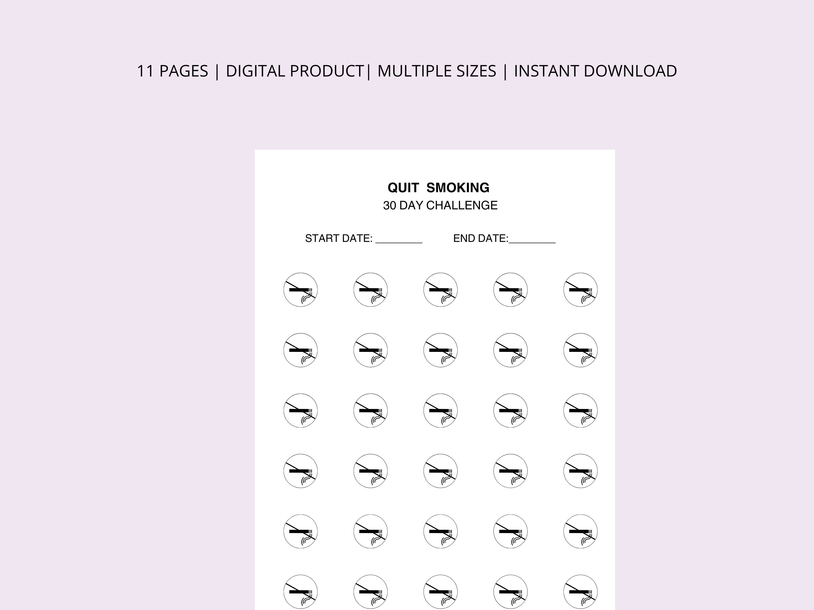 30 Day Quit Smoking Challenge, Printable Nicotine Challenge. Stop ...