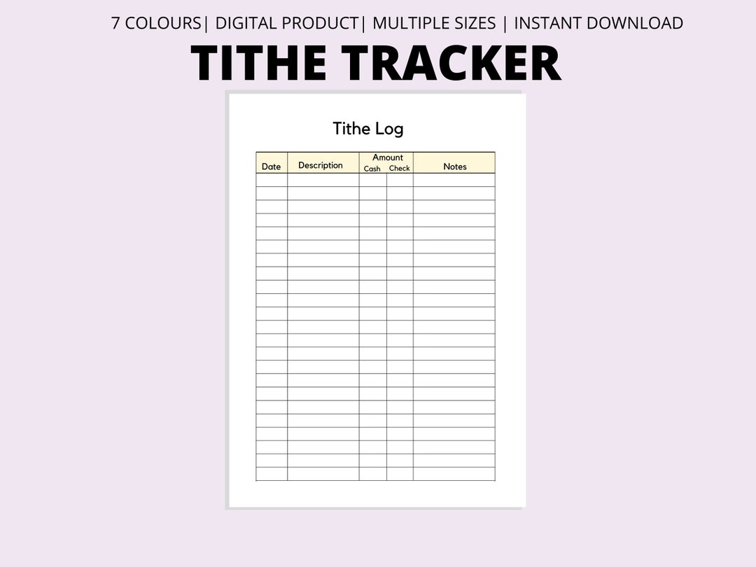 Tithe Log, Church Donation, Charity, Giving Log, Tithe Log Printable ...