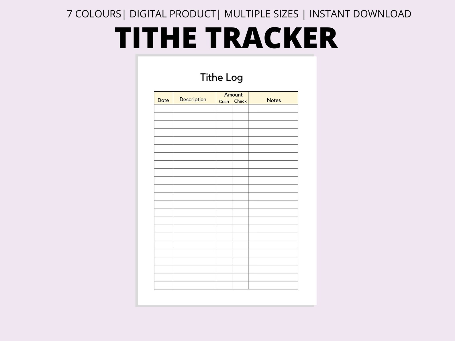 Tithe Log, Church Donation, Charity, Giving Log, Tithe Log Printable ...