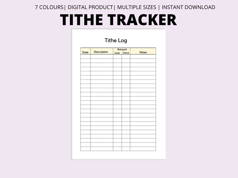 Tithe Log, Church Donation, Charity, Giving Log, Tithe Log Printable ...